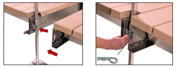 Break-Away Portable Dock Post Brackets for Sale | V-Dock